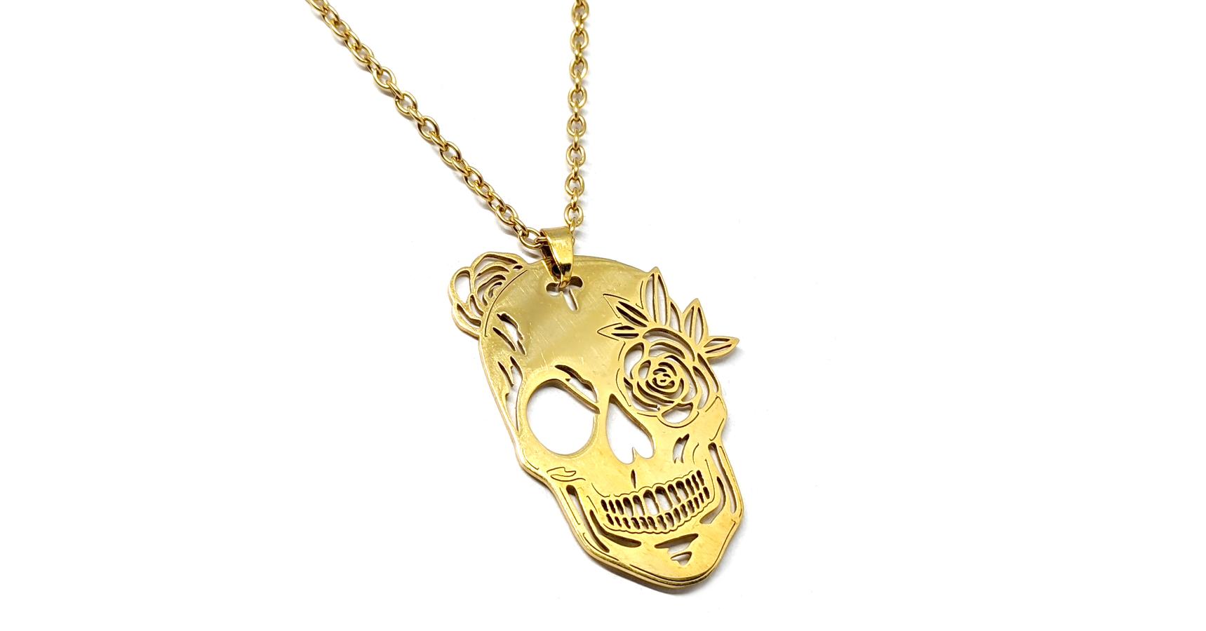 Arany színű Cukor koponya (Dia de los Muertos - Halottak napja) medál ...